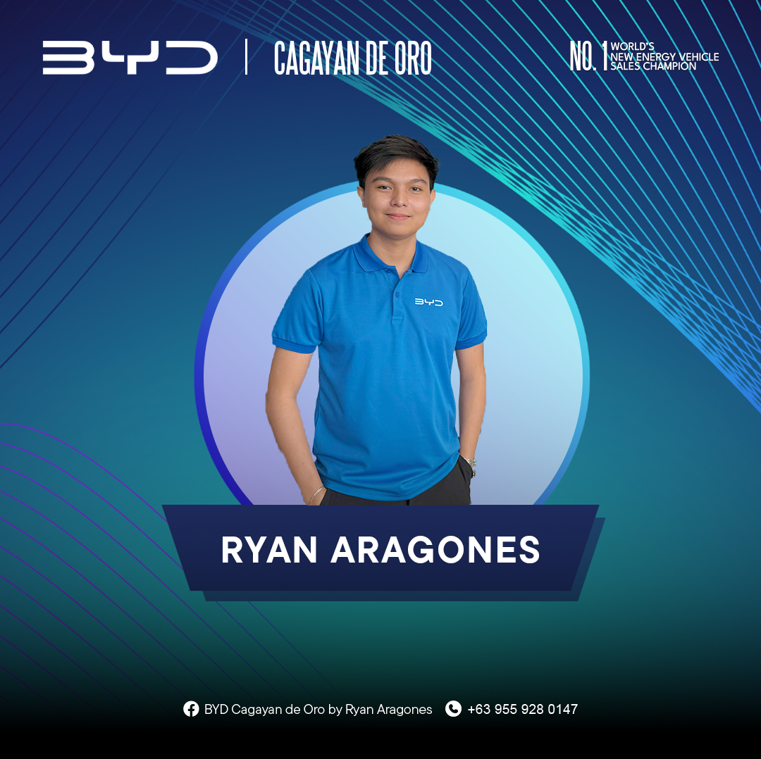 Ryan Angelo Aragones is an official sales agent of BYD Cagayan De Oro ...